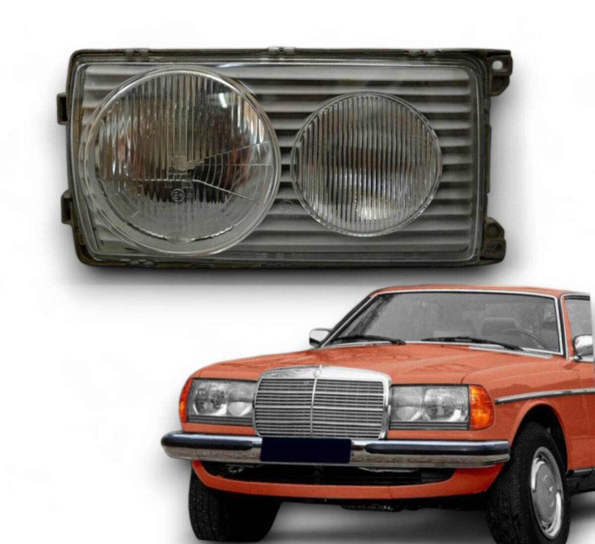 Komplett Scheinwerfer für Mercedes w123 Ochsenauge original E1 Links ...