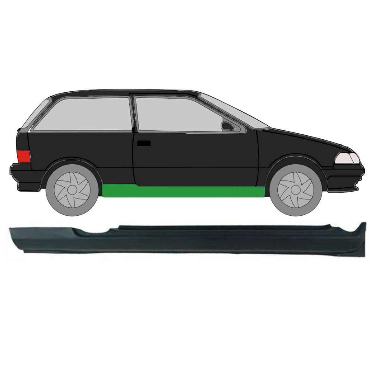 Schweller für Suzuki Swift 1988-2004 rechts (2 Tür), 210,00