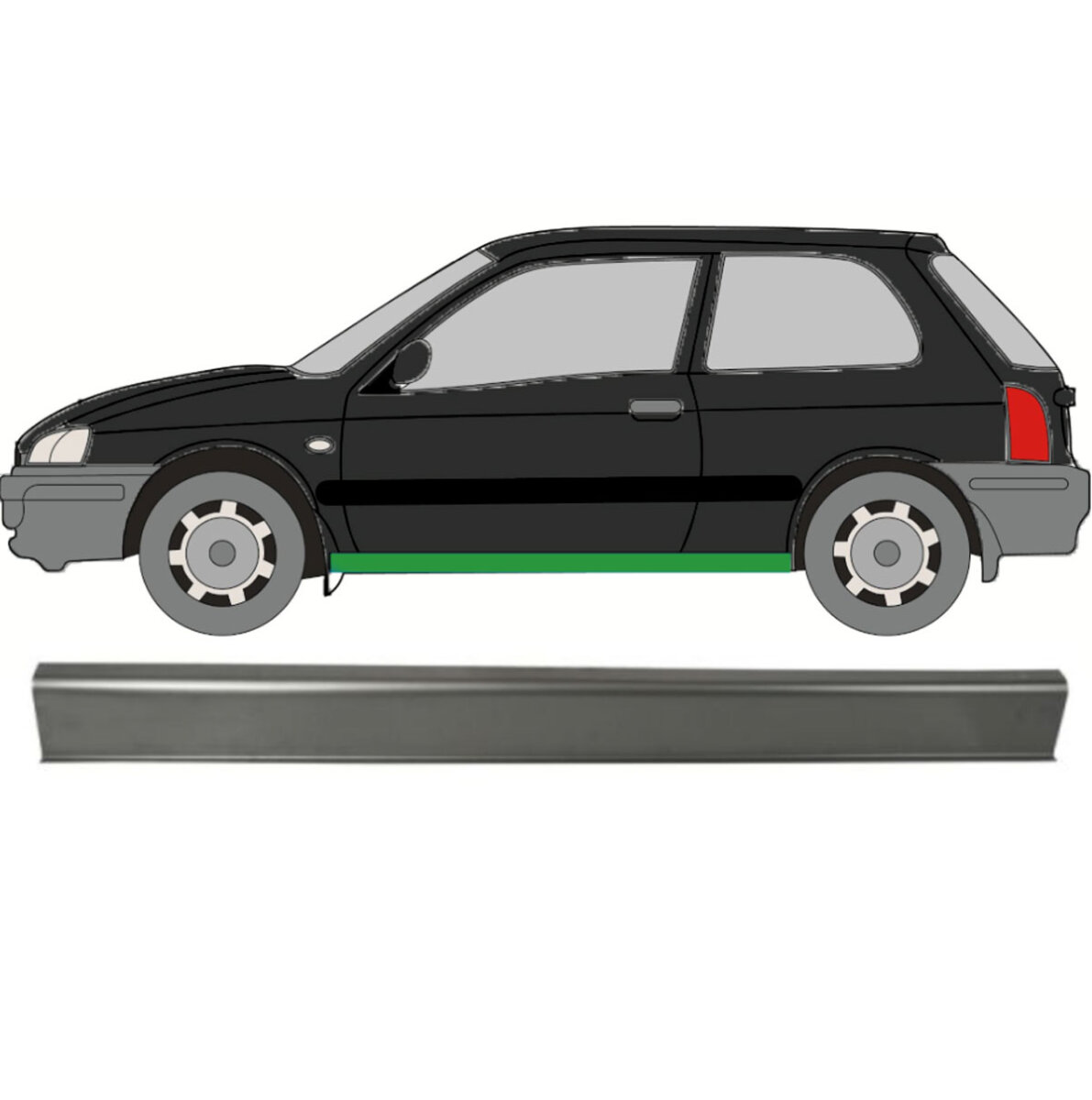Schweller für Toyota Starlet 1996–1999 links, 130,00