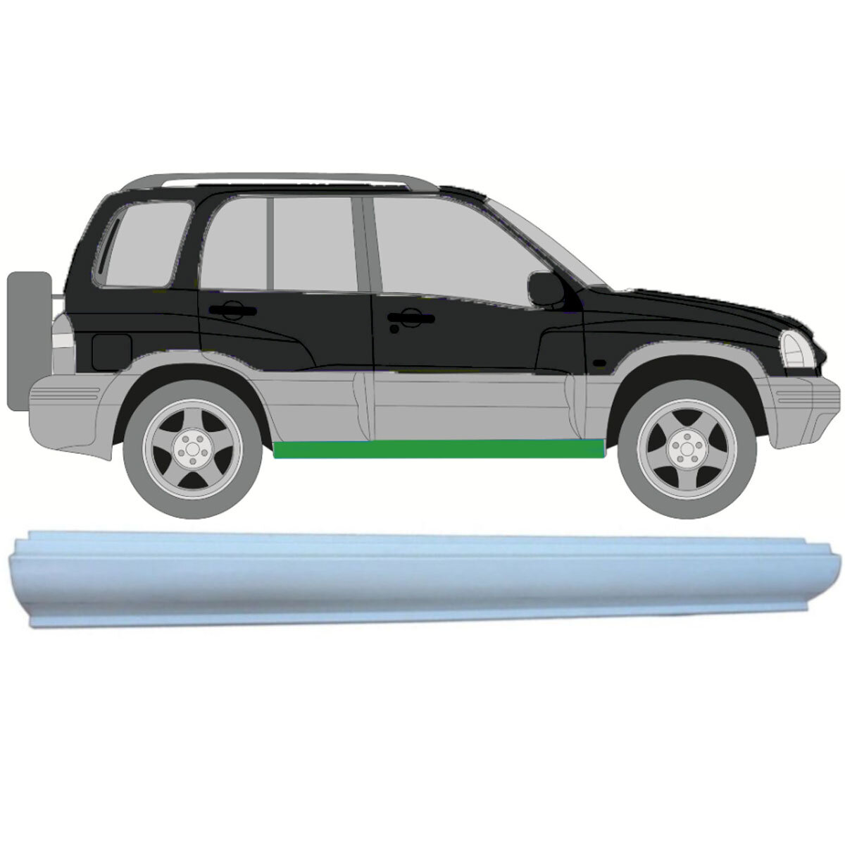 Schweller für Suzuki Grand Vitara 1997–2005 rechts, 125,00