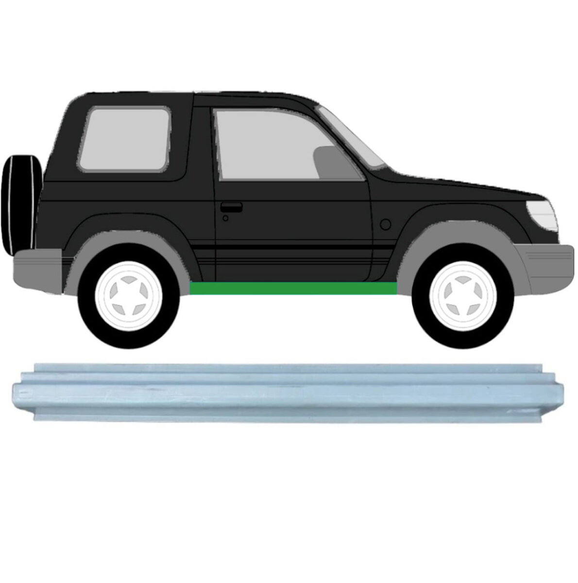 Schweller für Mitsubishi Pajero 1991-2001 rechts (2 Türer), 140,00