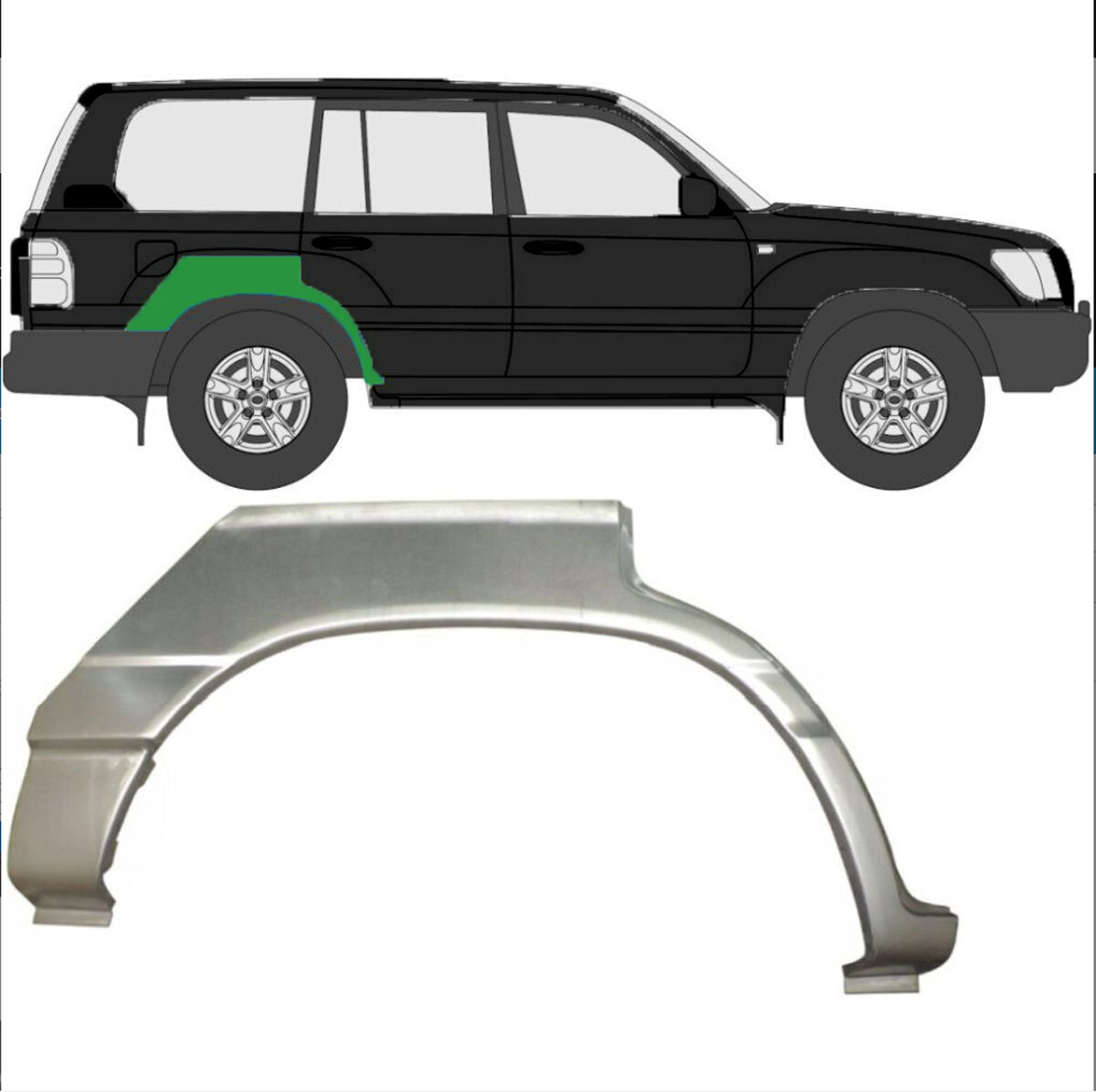 Hintererer Radlauf für Toyota Land Cruiser J100 1996-2002 rechts, 155,00