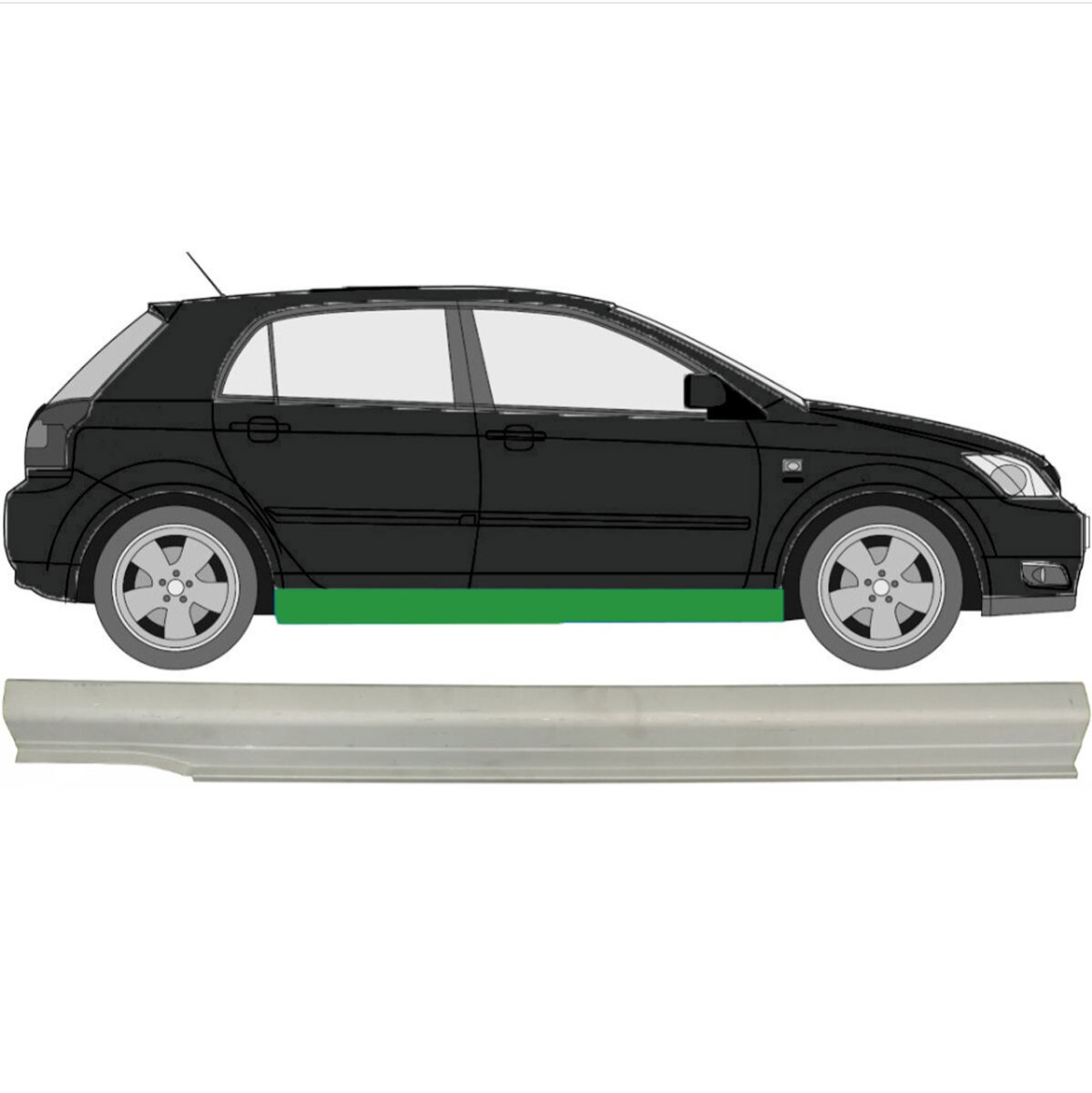 Schweller für Toyota Corolla E12 2001–2007 rechts, 135,00
