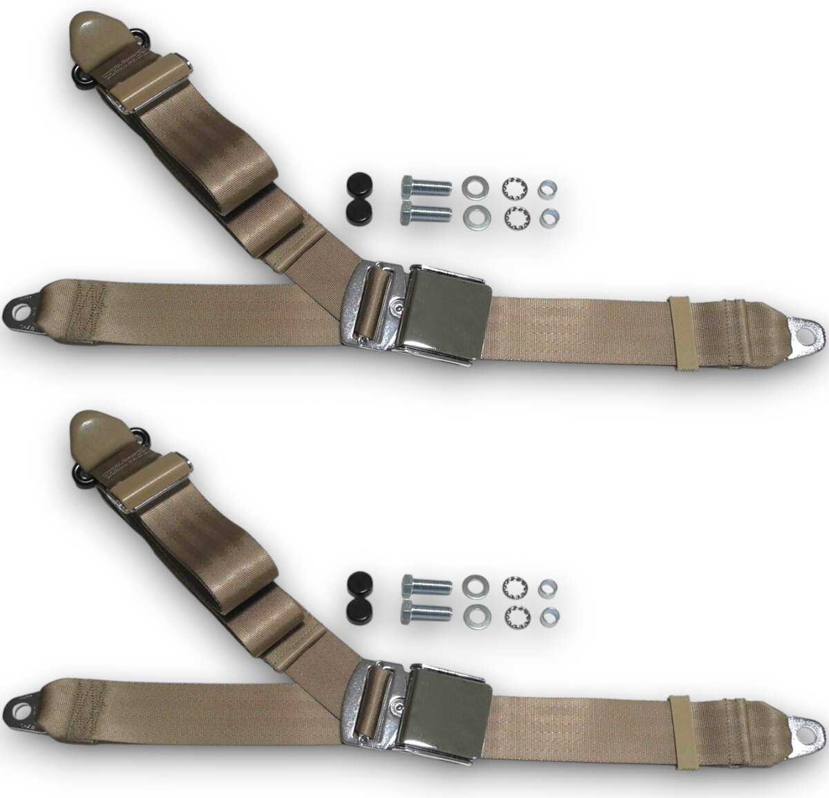 Sicherheitsgurt Gurt Dreipunkt Chrom beige für Mercedes Ponton Set ...
