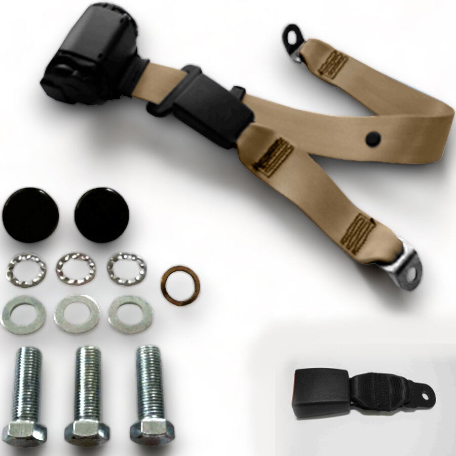 Dreipunkt Automatik Sicherheitsgurt 15cm Lasche beige für Jaguar E-Ty ...
