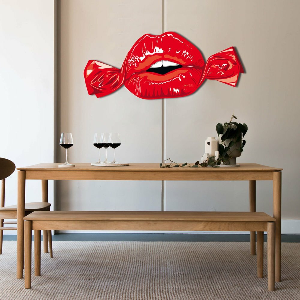 Acrylglas Wandbild Sweet Kiss Motiv – Pop Art Kunst von Kai Braun, 299,00