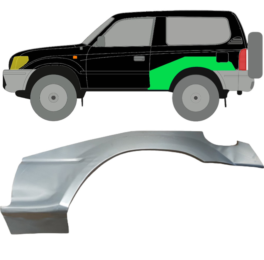 Radlauf Blech hinten für Toyota Land Cruiser 3 Tür 1996 - 2002 links ...